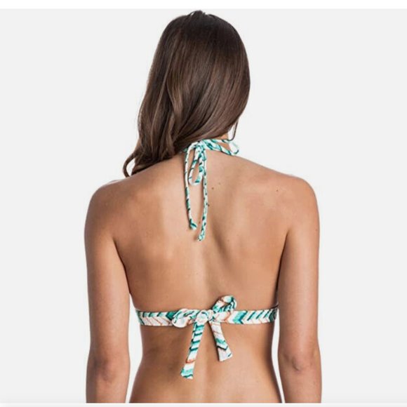 Roxy | Swim | Nwt Roxy Womens Sun And Salt Fixed Triangle Bikini Top Green White Small | Poshmark